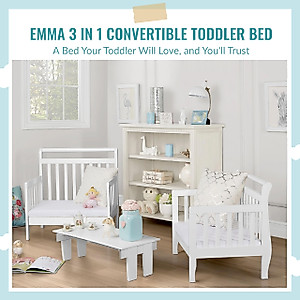 Dream On Me Emma 3 in 1 Convertible Toddler Bed in White
