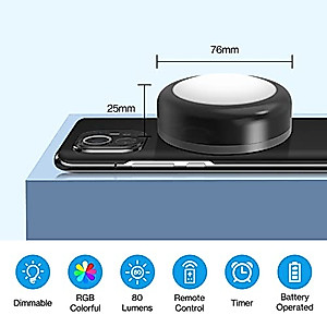 Cadrim Puck Lights, 6 Pack 13 Colors Changeable LED Puck lightings Battery Powered Dimmable Under Cabinet Lights, Battery Powered Under Counter Lights with 2 Wireless Remote Controls, Black