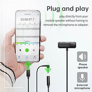 WKWZY USB-C to 3.5mm TRS-Microphone-Adapter for Sony ECMLV1 Stereo-Lavalier and RODE VideoMicro Mono Microphone 24bit 192kHz High Sampling Input to Android Phones
