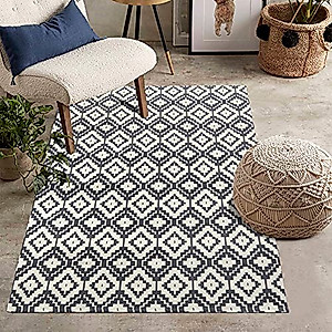 Uphome Indoor Outdoor Rug 3' x 5' Gray Farmhouse Patio Rug Hand Woven Moroccan Cotton Area Rug Modern Boho Geometric Machine Washable Carpet for Entryway Bedroom Living Room