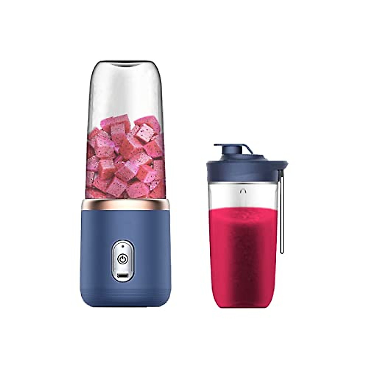 Portable Blender,USB Rechargeable Mini Personal Blender for Shakes and Smoothies,Electric Fruit Veggie Juicer with 2pcs Travel Juicer Cup，Blue