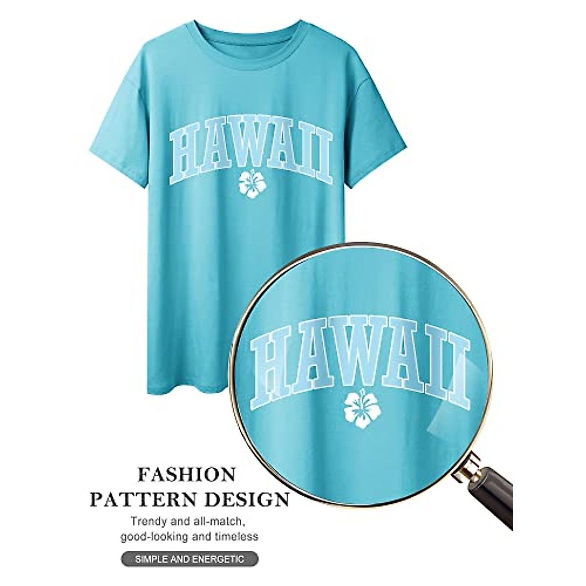 Ezcosplay Women Oversized T Shirts Graphic Tees Casual Drop Shoulder Tops Cute Hawaii Vacation Shirt