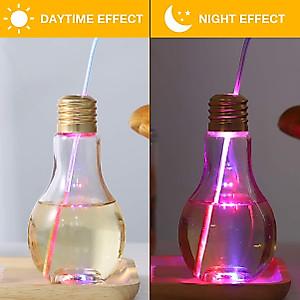 BESTOYARD 500ML Light Bulb Shaped Bottle Glowing Glass Cup Novelty Drinking Bottle for Party Home Bar Drinks Beers Cocktails