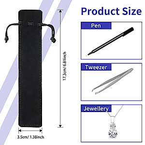 Lemecima 100 Pieces Velvet Pen Pouch Black Drawstring Pen Bag Black Pencil Case Pen Bag Soft Single Pen Sleeve Holder Home Decor Products for Student Adult Gifts School Office Business Supplies