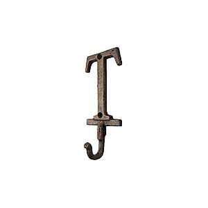 Handcrafted Nautical Decor Rustic Copper Cast Iron Letter T Alphabet Wall Hook 6"