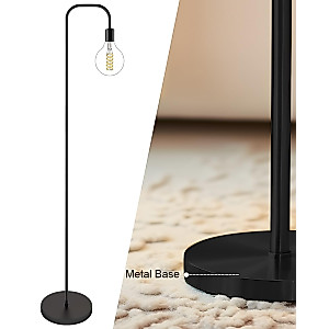 Oneach Black Floor Lamp 63.75" Industrial Floor Lamp, On/Off Footswitch,Modern Floor Lamp for Living Room Bedroom Reading Office Metal Minimalist Standing Lamp Tall Pole Lamps