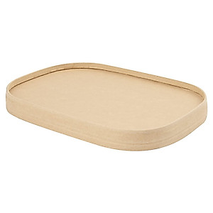 Restaurantware LIDS ONLY: Bio Tek Lids For To Go Containers 100 Oval Food Container Lids - Containers Sold Separately Flat Design Kraft Paper Lids For Disposable Serving Bowls Tight Seal