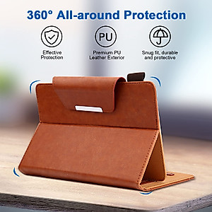 JZCreater 10 Inch Tablet Case, Universal 10 10.1 Inch Android Tablet Cover, Multi-Angle Viewing Stand Case for 9.5-10.5 Inch Tablet, Brown Classic