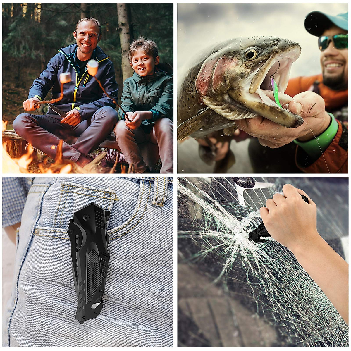 Jellas Pocket Knife for Men, 8Cr13Mov Tactical Knife, Folding Knife 440C Knife with Clip, EDC Knife, Knife for Fishing Hiking, Knives for Men and Women (Black)