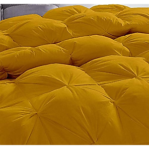 All-Season Comforter Queen / Full (1PC) Size Gold 1 Piece Quiled Pinch Pleated Comforter 1000 TC Cotton (Comforter Cover Not Included)
