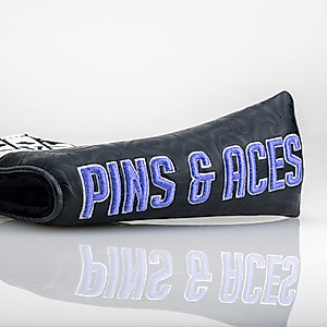 Pins & Aces Royal Flush Head Cover - Premium, Hand-Made Leather Headcover - Ace of Spades & Magnetic Closure, Tour Quality Golf Club Cover - Style and Customize Your Golf Bag Blade (Black)