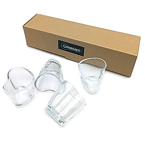 GARASANI 4 Pack Korean Soju Shot Glasses Set 1.7 oz, Korean Soju, whiskey, tequila, vodka, espressos, desserts, party decorations, Clear Glass (Heart Shot Glasses)