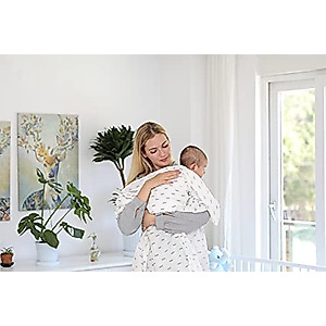 Muslin Swaddle Blankets – Soft Pure Cotton Muslin Blankets – 4 Pack of Breathable Swaddle Blankets – Unisex Baby Swaddle Blanket Set in Grey/White Designs – Multi Use Muslin Blankets – 47 x 47 inches