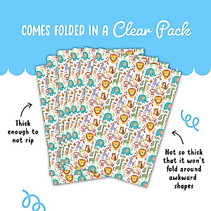 CENTRAL 23 Kids Birthday Wrapping Paper for Boys (x6) Sheets - For Girls - New Baby Birthday Gift Wrap - Safari Animals - Dinosaur Wrapper Paper - Kids Gift Wrap Matte - Recyclable