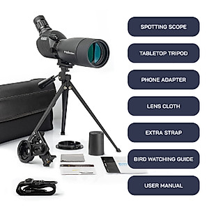 Omano Smithsonian Spotting Scopes for Target Shooting – 20-60x60 Spotting Scopes for Bird Watching – Best Spotting Scope with Tripod and Phone Adapter for Adults – includes Smithsonian Bird Guide