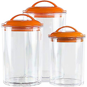 Calypso Basics by Reston Lloyd Acrylic Storage Canisters, Set of 3, Orange