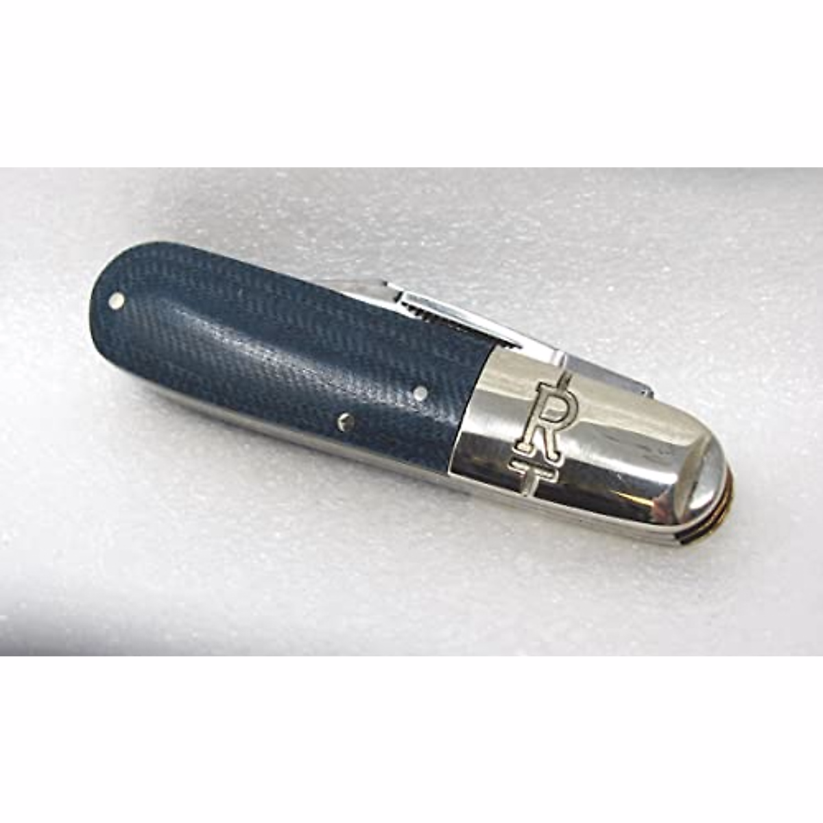 Blue Jean Denim Micarta Handle Rough Ryder Traditional Two Blade Barlow Pocket Knife