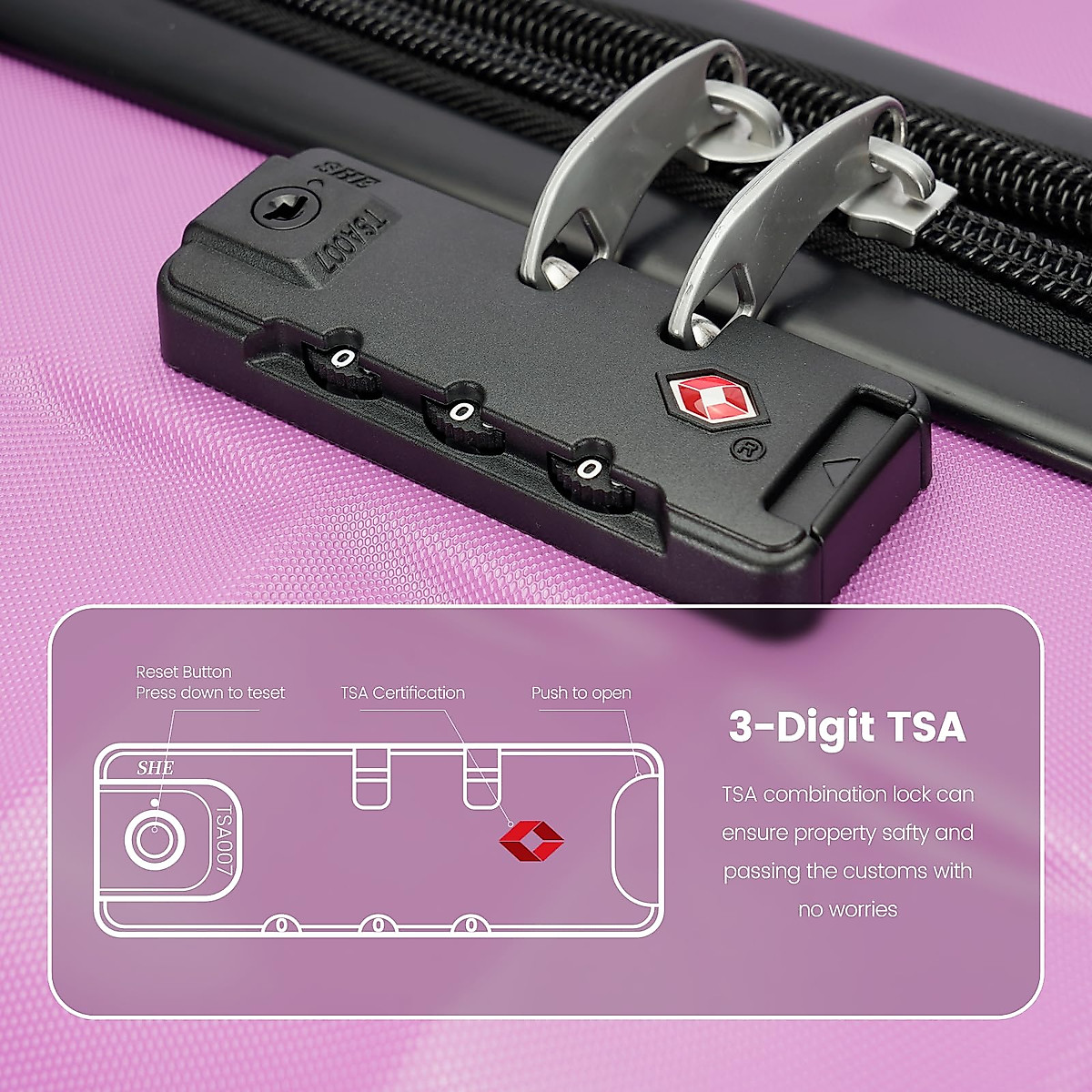 PRIMICIA GinzaTravel 3-Piece Luggage Sets Expandable Suitcases with 4 Wheels PC+ABS Durable Hardside Luggage sets TSA lock (Purple, 3-Piece Set(20"/25"/29"))