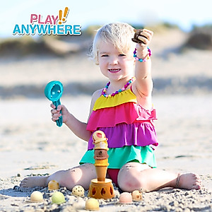 Smart Novelty Ice Cream Toy Stacking Tower - Balancing and Stackable Scoop Ice Cream Play Set for Toddlers, Frozen Dessert Food Games for Kids Aged 3+