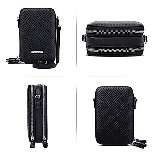 Crossbody Bags for Women, Women Wallet in Rhombus Embossed Pattern with RFID Blocking Can Fit Most Phone (Black)