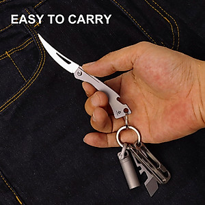 XTOUC Bottle Opener Knife, Titanium Handle Pocket Knife, Lightweight EDC Tool, Sharp Folding Blade for Everyday Cutting Tasks