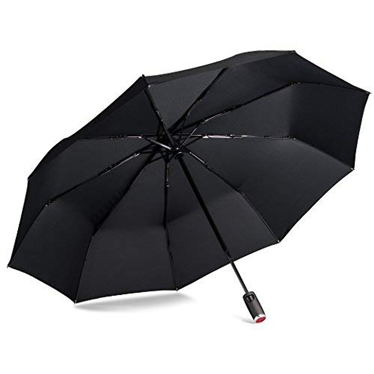 LifeTek Windproof Travel Umbrella - Compact, Automatic, Wind Resistant, Strong and Portable - Small Folding Backpack Umbrella for Rain perfect for Car, Purse, Women and Men - FX1 45 inch Black