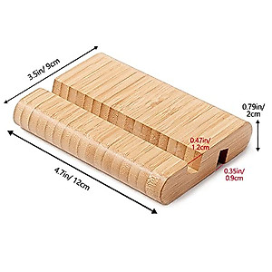 FadyDail Bamboo Cell Phone Stand Wooden Tablet Stand for Desktop, Wood Cell Phone Holder Desk Tablet Holder Mobile Stand for iPhone iPad Tablets and All Phones (Large Size)