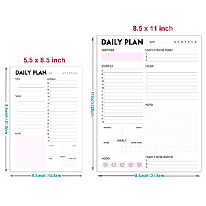 Daily Planner Notepad - Tear-Off Daily Planning Pad, Organizer with To Do Lists, Schedule, Appointment, Productivity Tracker, 50 Undated Sheets, 8.5 x 11 in