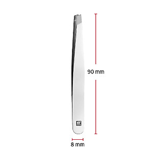 ZWILLING slanted tweezers for precise eyebrow hair removal, stainless steel polished, 90 mm