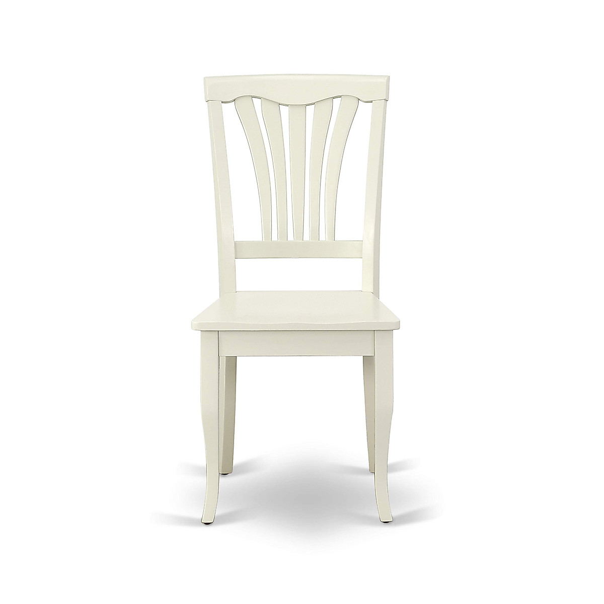 East West Furniture DLAV5-LWH-W 5 Piece Dining Set Includes a Round Dining Room Table with Dropleaf and 4 Wood Seat Chairs, 42x42 Inch, Linen White