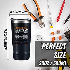 Onebttl Electrician Gifts Tumbler Travel Coffee Mug, for Dad, Husband, Father's Day, Birthday, Stainless Steel Insulated 20oz/590ml - Hourly Rate