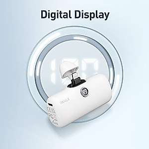 iWALK LinkPod Portable Charger 4800mAh Power Bank PD Fast Charging Small Docking Battery with LED Display Compatible with iPhone 14/14 Pro Max/13/13 Pro Max/12/12 Pro/11/X/8/7/6,White
