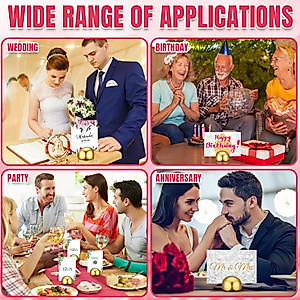 Geyoga 50 Pcs Gold Table Number Holder Round Table Number Stands Modern Place Card Holders Table Number Clips Table Number Holders for Wedding Reception Anniversary Birthday Party Banquet