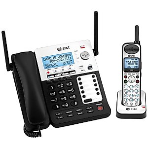 AT&T SB67118 DECT 6.0 Corded/Cordless Phone, Black/Silver, 1 Base and 1 Handset