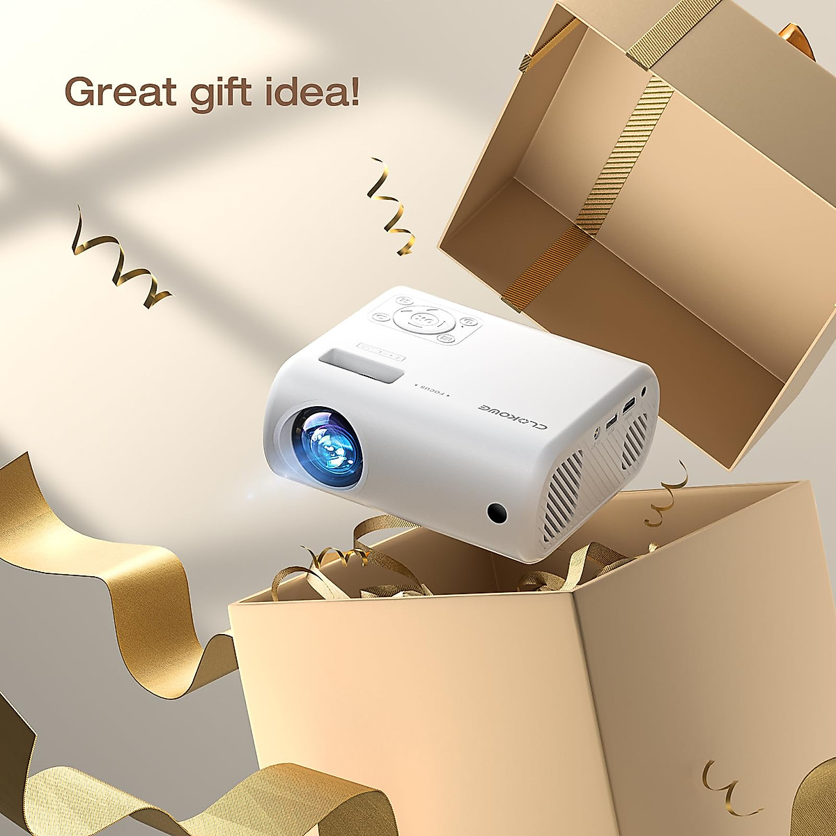 Mini Projector, CLOKOWE 2023 Upgraded Portable Projector with 7000 Lux and Full HD 1080P, Movie Projector Compatible with iOS/Android Phone/Tablet/Laptop/PC/TV Stick/Box/USB Drive/DVD/Game Console