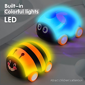 DAZHONG Toys Cars Set Light Up Friction Powered Vehicle Play Push and Go Back and Forth Car Toys Party Fillers for 3+ Years Old Toddlers Kids Boys Girls Party Gifts