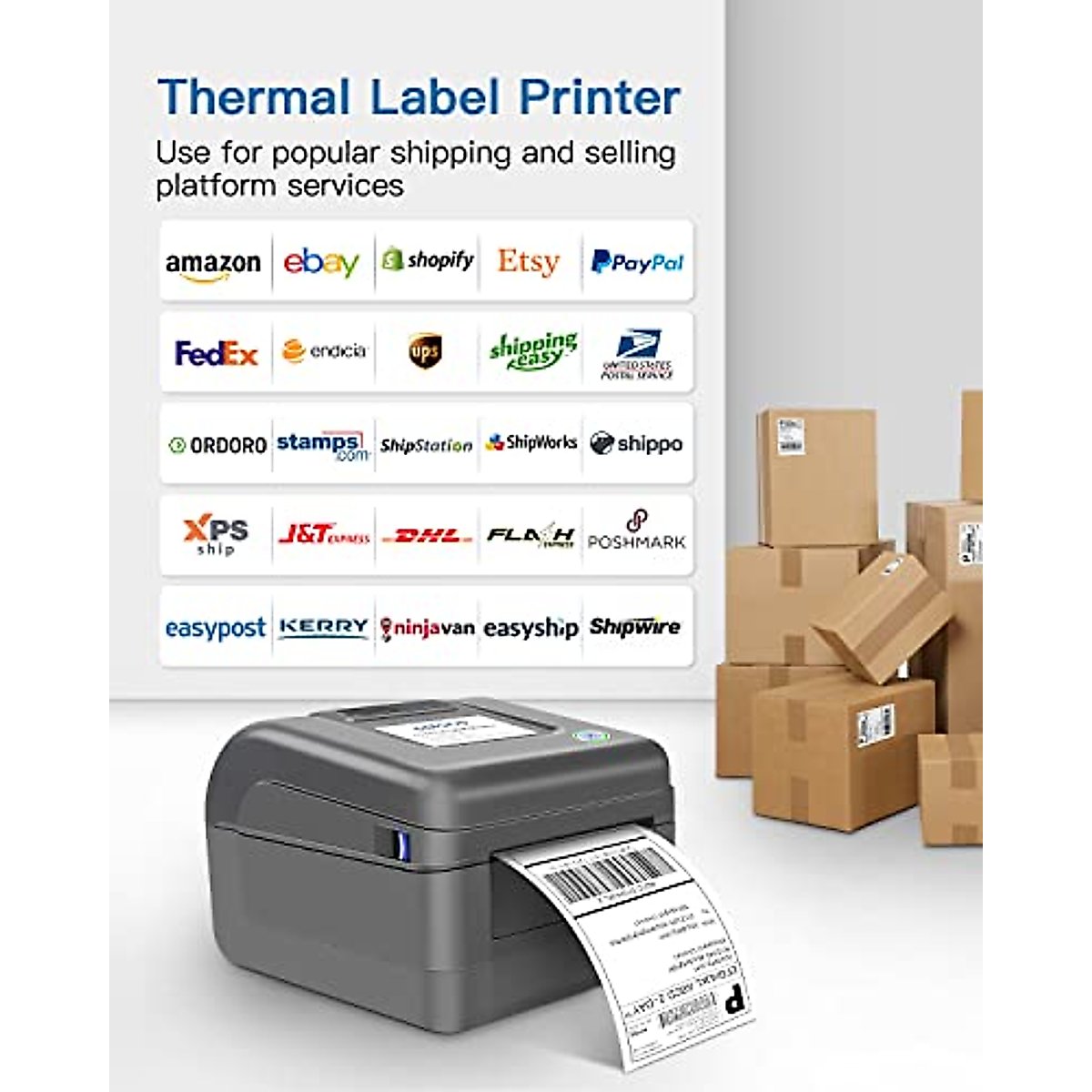 Label Printer, POLONO PL420 4x6 Thermal Printer, High-Speed Shipping Label Printer, Commercial Direct Thermal Printer for Windows & MAC System, Compatible with Amazon, UPS, Ebay, FedEx, Shopify, etc
