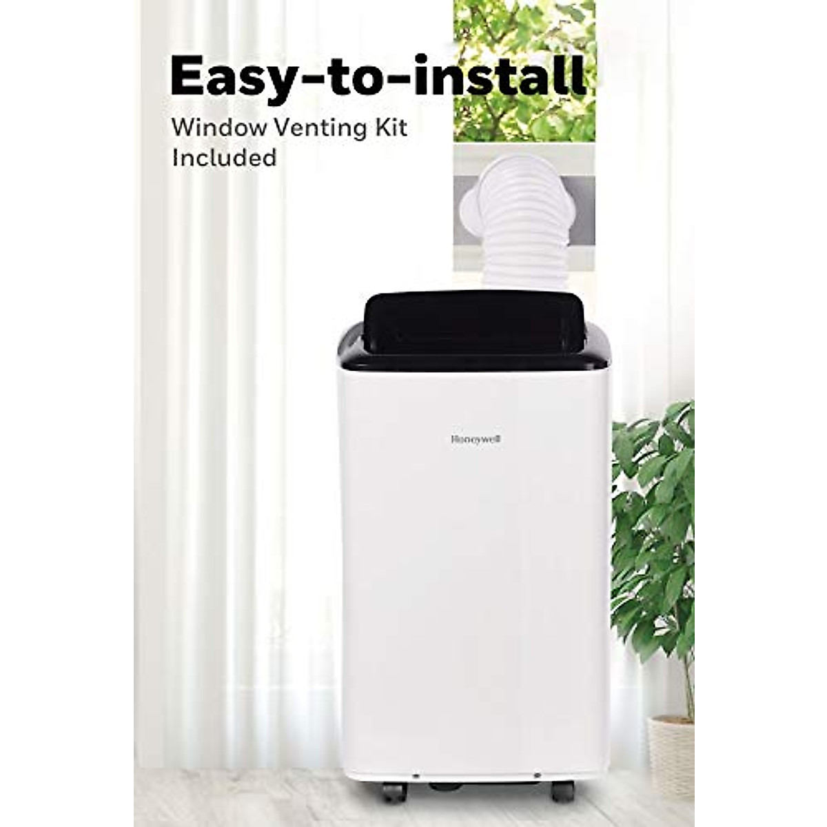 Honeywell Compact Portable Air Conditioner w/Dehumidifier & Fan Cools Rooms Up to 350 Sq.Ft. w/Drain Pan & Insulation Tape (HF08CESWK)