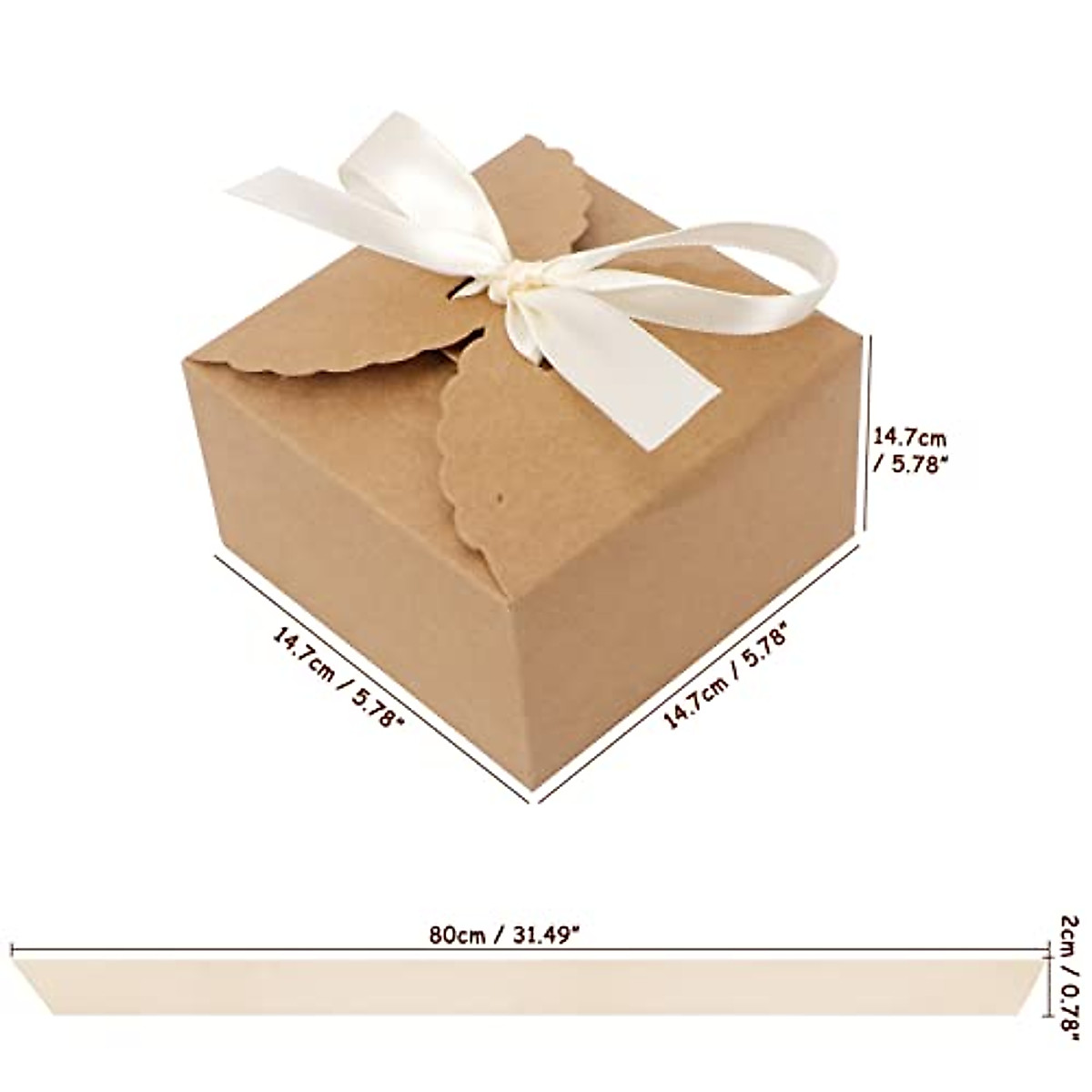 Skycase 12 pcs Gift Boxes, Small Gift Boxes with Ribbon Foldable Personalised Party Favour Boxes, Candy Boxes,Treats Boxes for Holidays, Weddings, Christmas, Birthdays(3.5 * 3.5 * 1.9"),Kraft