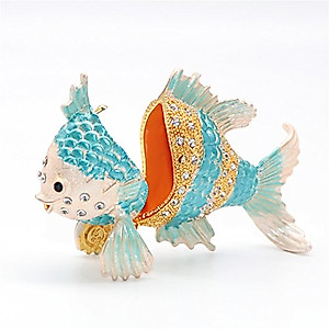 Waltz&F Tropical fish Trinket Box Hinged Hand-painted Animal Figurine Collectible Ring Holder