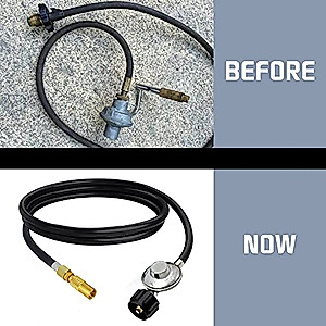 MCAMPAS 5 Feet Propane Adapter Hose with Regulator Only for Coleman Roadtrip LXE Portable Grill,Replacement Parts Connect to 5lb -20 lb Large Propane Tank