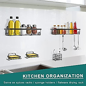 TBMax Shower Caddy, 5 Pack Adhesive Bathroom Shower Organizer with Soap Dish & Toothbrush Holder, Black Shower Shelf for Inside Shower, Wall Mounted Stainless Steel Shower Rack Bathroom Accessories