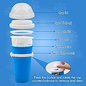 Slushie Maker Cup, Magic Quick Frozen Smoothies Cup for Homemade Milk Shake Ice Cream Maker, Cooling Cup, Double Layer Squeeze Slushy Maker Cup, Birthday Gifts for Friends&Family (Blue)