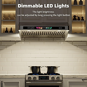 BRANO 30 Inch Under Cabinet Range Hood with Voice/Gesture/Touch Control, 900 CFM Kitchen Vent Hood with 4-Speed Exhaust Fan, Stainless Steel Stove Hood with LED Lights, Baffle Filters