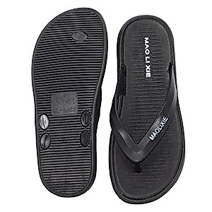 Mao Li Xie Men's Beach Flip Flops Comfort Supple Home Casual Thong Sandals Outdoor (11, Black, numeric_11)