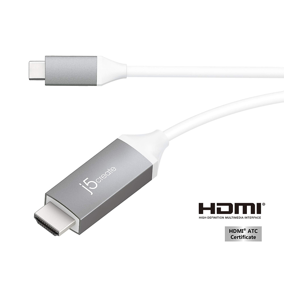j5create USB Type C to 4K@60Hz HDMI 6ft Cable with HDMI ATC Certificate,Compatible with Thunderbolt 3/4, MacBook Pro/Air, iPad Pro, iPad Air 4, ChromeBook and More (JCC153G)