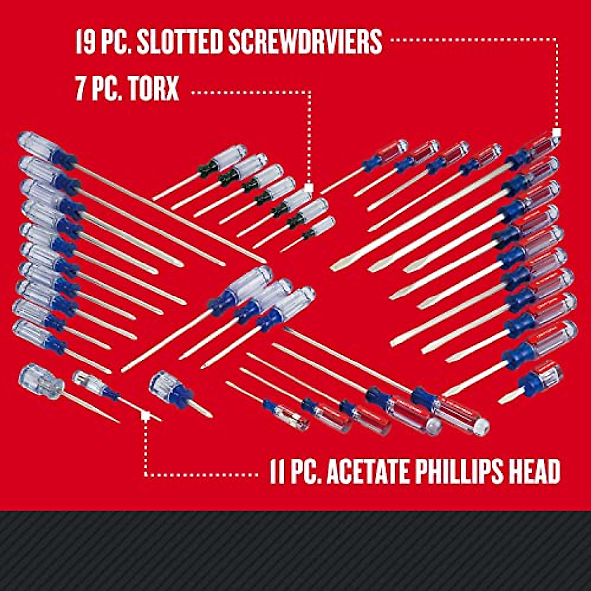 CRAFTSMAN Screwdriver Set, 42 Pieces, Acetate Handle, Made of Steel with Satin-Nickle Finish (CMHT65300)