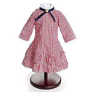 The Queen's Treasures 18 Inch Doll Clothes, Little House on The Prairie Authentic Laura Ingalls Red Check Dress Outfit, Compatible for Use with American Girl Dolls