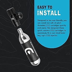 DrinkTanks CO2 Cartridges, Food Grade, Non-Lubricated CO2 (Dispensing) Accessories for Cocktail, Seltzer, Kombucha, Craft Beer Growler, & Beer Keg, 16 Grams, 6 Pack