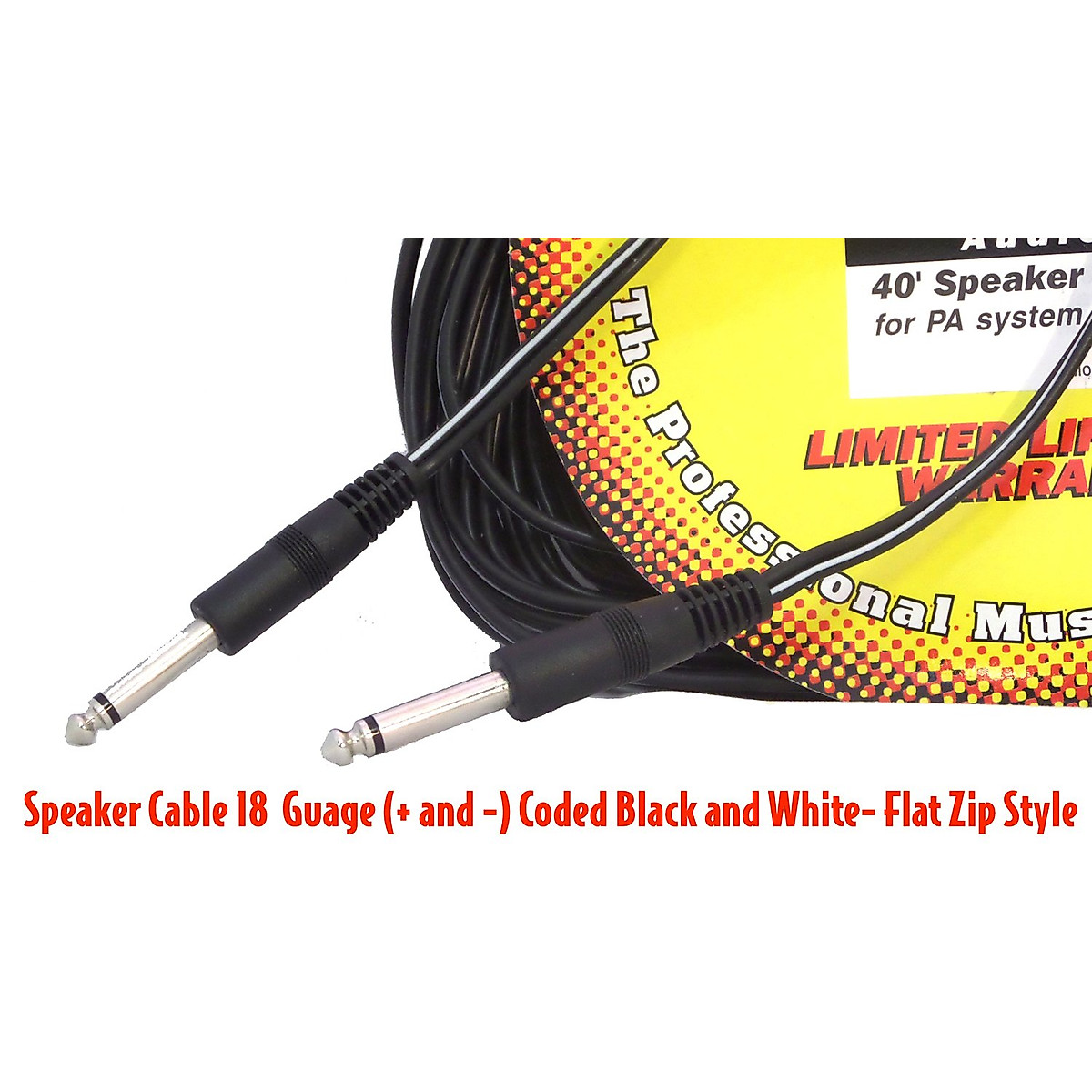 Performance Plus 40' Molded End Speaker Cable, 1/4" Mono Male (SSC40)